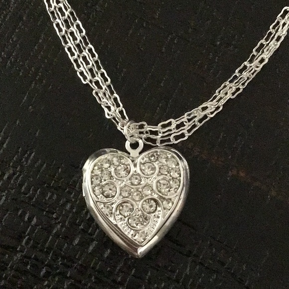 BALLET | Jewelry | Nwt Ballet Silver Tone Crystals Heart Locket | Poshmark